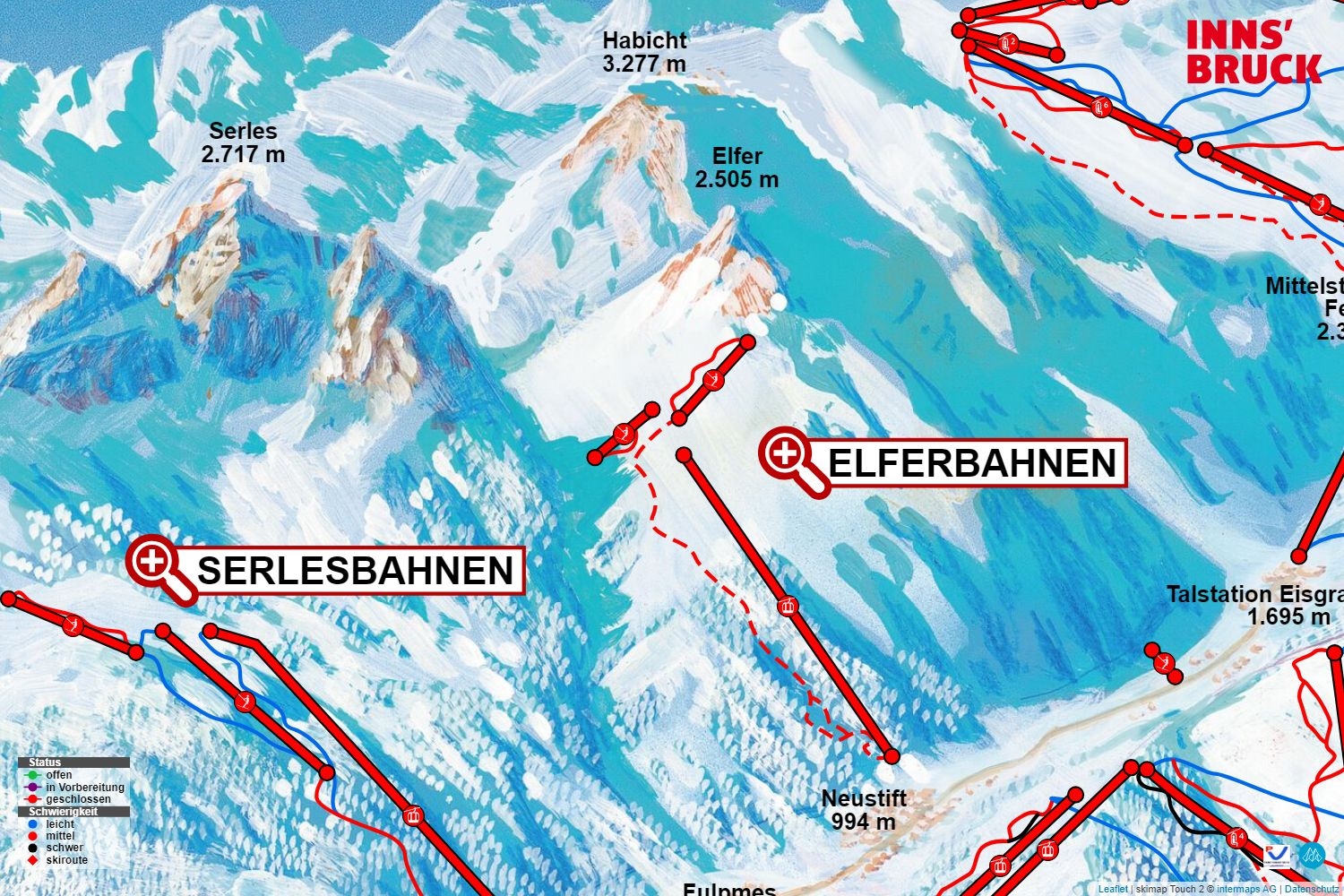 iSKI - Skigebiet Stubaital 11er Lifte Neustift - closed
